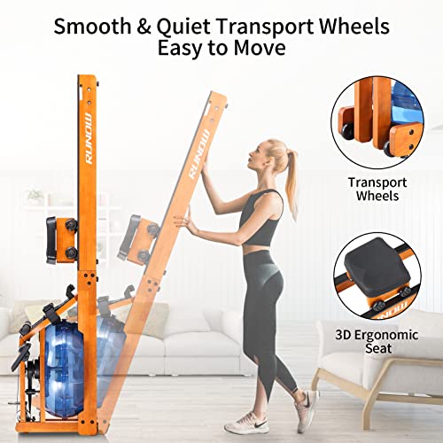 RUNOW Water Rowing Machine with LCD Monitor Water Rower Wooden ...
