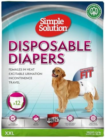 Simple Solution Disposable Dog Diapers, Extra Large, 12 CT(Packagin ...