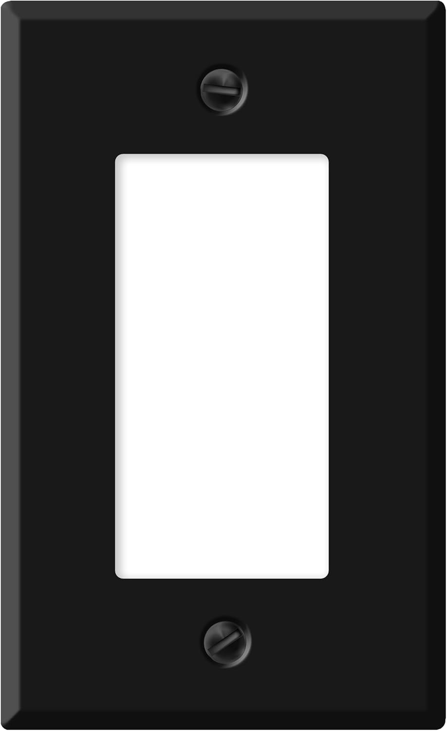 Black Metal Rocker Switch Wall Plate, Black Outlet Cover, 1-Gang ...