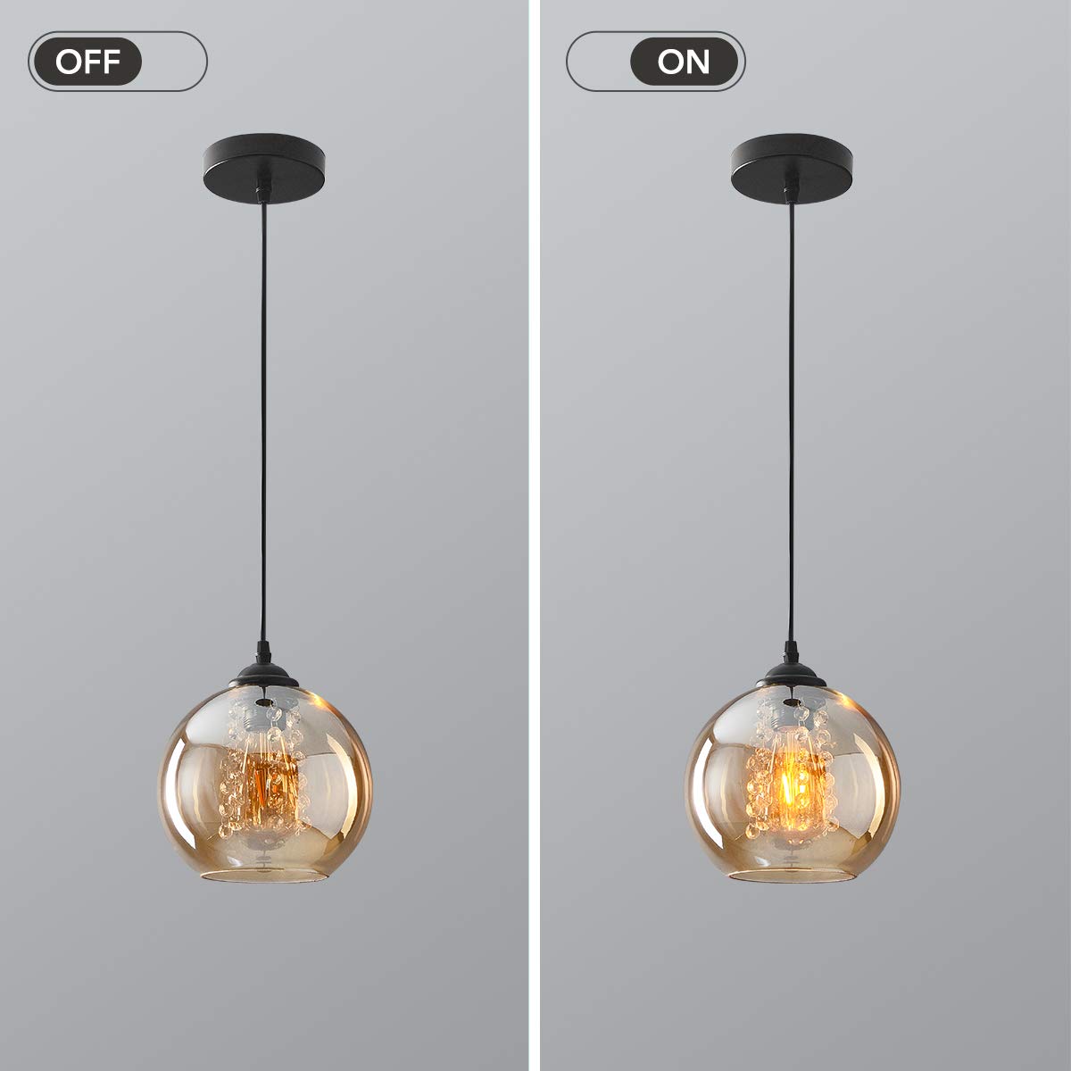 High Resolution Glass Pendant Lights Industrial Suspended Ceiling
