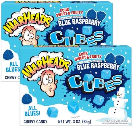 Amazon.com : Impact Confections - WARHEADS Winter Blue Raspberry Cubes ...