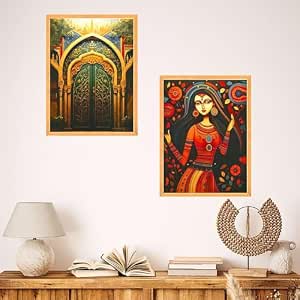 AAKSHAM VENTURES Set of Two Wall Paintings for Wall Dacoration Large ...