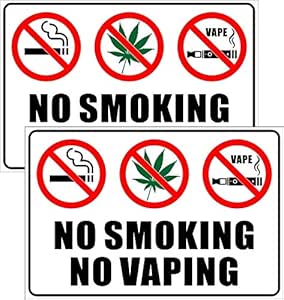 Outdoor/Indoor (2 Pack) 228.6mm x 152.4mm - No Smoking, No Vaping ...