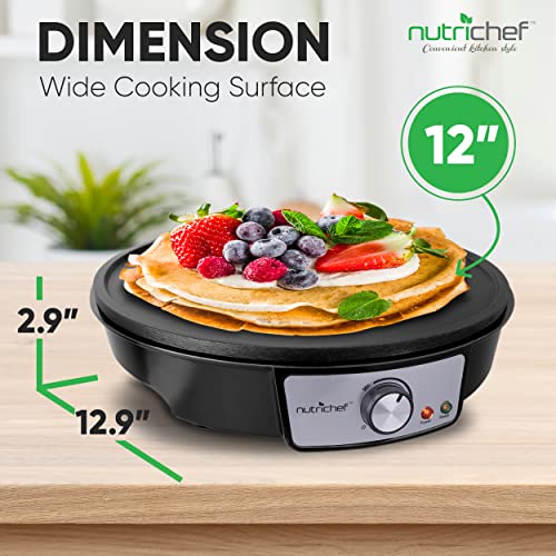 NutriChef Electric Griddle & Crepe Maker | Nonstick 12 Inch Hot Plate ...