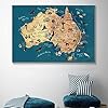 Amazon.com: Australia Map, Art Print - Illustrated Travel Map, Living ...