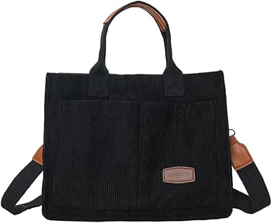 Amazon.com: GETERUUV Corduroy Tote Bag with Multi-pocket for Women Everything Bag Corduroy ...