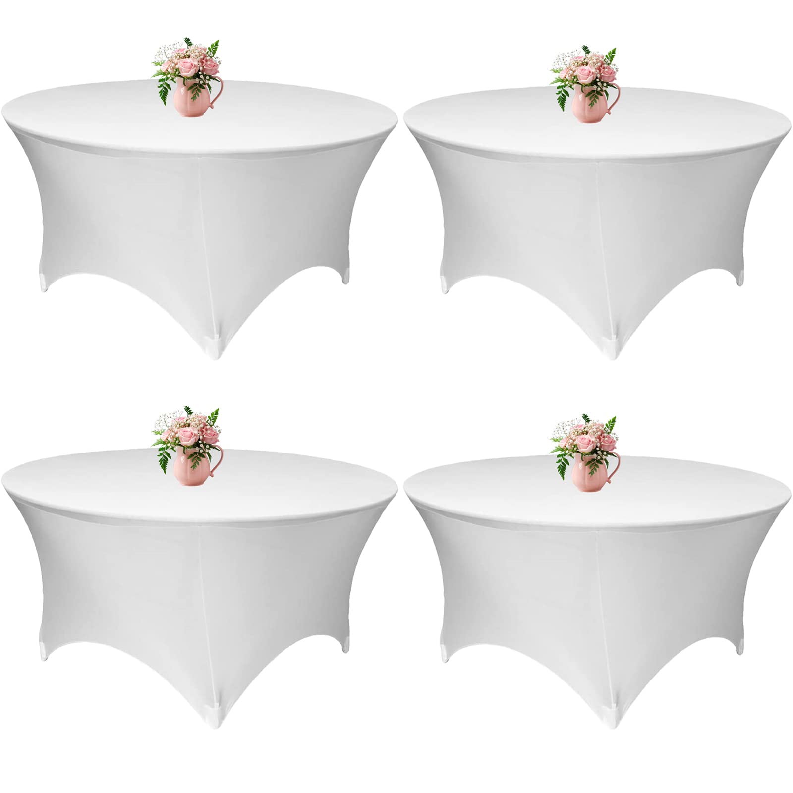 Amazon.com: WWXBDY 4 Pack 60 Inch White Stretch Table Cover Round - 5FT ...