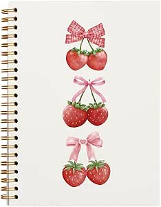 Amazon.com : Rusenbao Coquette Pink Bow Strawberry Notebook Journal ...