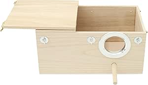 Parrot Mating Box - Wood Breeding Box for Lovebirds | Budgie Nesting Box with Perch Stand ...