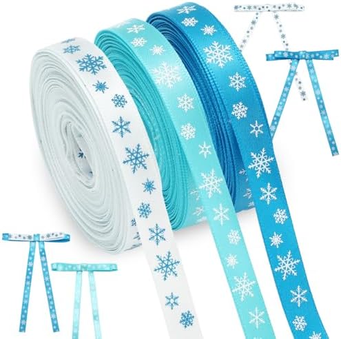 Amazon.com: JarThenaAMCS 6 Rolls 60 Yards Frozen Snowflake Ribbon 3/8 ...