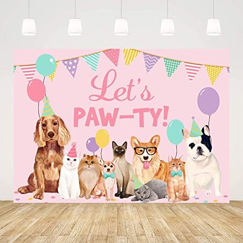 Amazon.com : 7x5ft Puppy Dog Happy Birthday Themed Backdrops Let's Paw ...