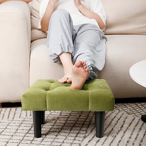 HOUCHICS Small Footstool Ottoman, Soft Velvet Fabric Step Stool with ...