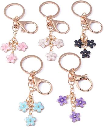 LINXI 5 Pack Flower Keychain Key Chains Women Cute Keychains For Women ...