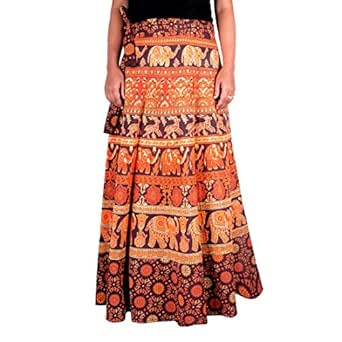 Buy Indian Hippie Ethnic Rapron Cotton Long Wrap Around Skirt Women ...