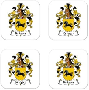 Amazon.com | Krieger Family Crest Square Coasters Coat of Arms Coasters ...