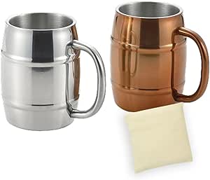 Amazon.co.jp: J-kitchens Eco bag ＆ ビアジョッキ ハイテクタルマグ 2pcセット（ステン・ブロンズ仕上げ） 450ml : ホーム＆キッチン