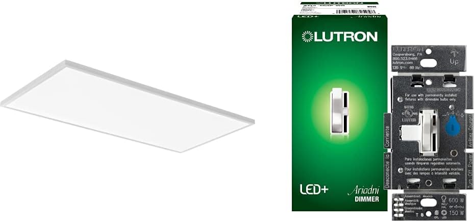 Lithonia Lighting 2X4 40LM LED Flat Panel + Lutron AYCL-153P-WH Ariadni ...