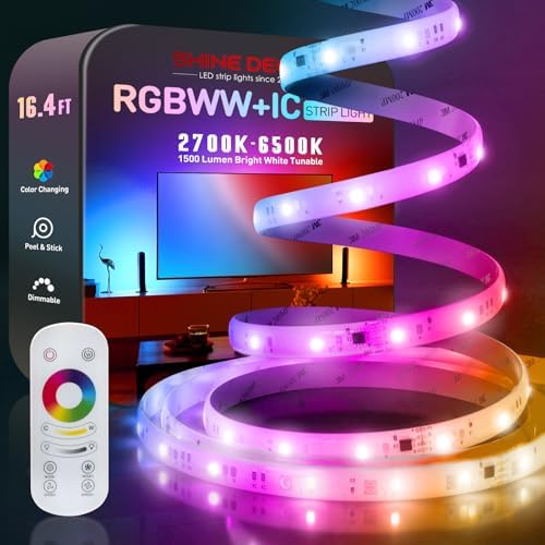 Amazon.com: EMITEVER RGB LED Strip Light 16.4ft, UL Listed Dimmable COB ...
