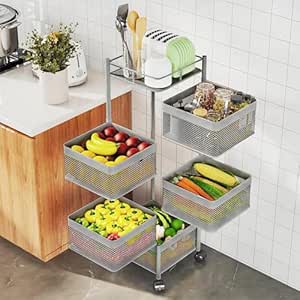 Kuber Industries Metal Square Mesh Rotating 5 Tier Onion Potato Rack ...