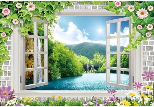 Amazon.com : 5x3ft Window Landscape Backdrop Ocean Natural Scenery ...