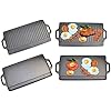 X-Large Non-Stick Cast Iron Reversible Griddle Plate Pan Double Sided ...