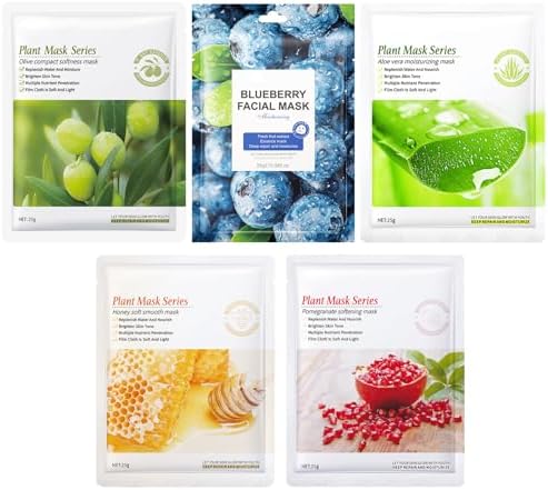 Amazon.com : Face Masks Skincare Sheet, 5 Pack Moisturizing Natural ...