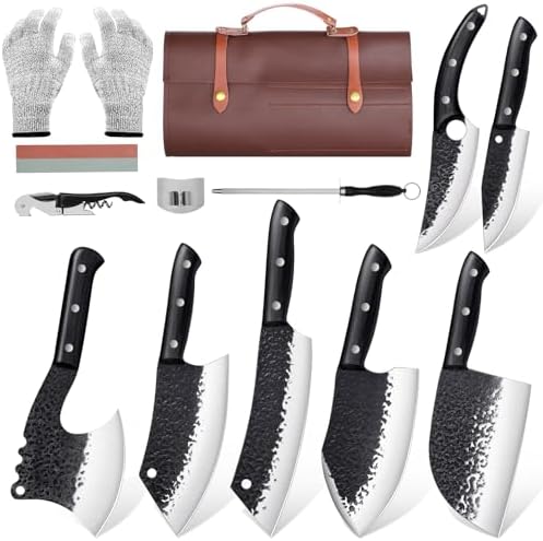 Amazon.com: Golden Bird Butcher Knife Set - 13pcs Chef Knife Set Hand ...