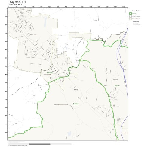 ZIP Code Wall Map of Ridgetop, TN ZIP Code Map Laminated: Amazon.com ...