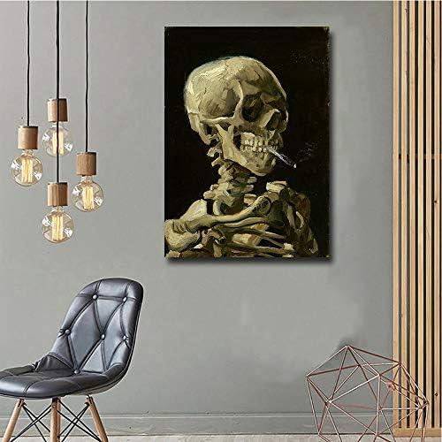 Skull Smoking Cigarette Van Gogh