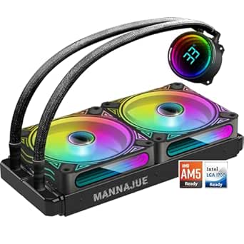 Amazon.com: 240 ARGB CPU Water Cooler with Temperature Display 240mm ...