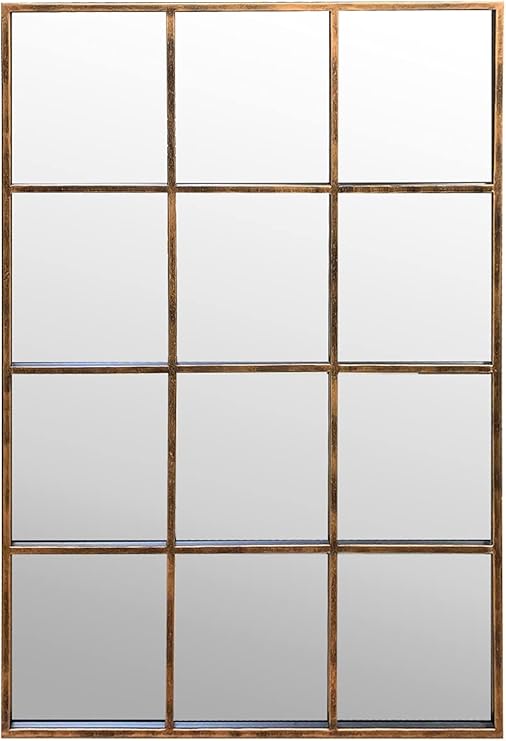 Antic by Casa Chic - Copper Window Wall Mirror – 90x60 cm rectangle ...