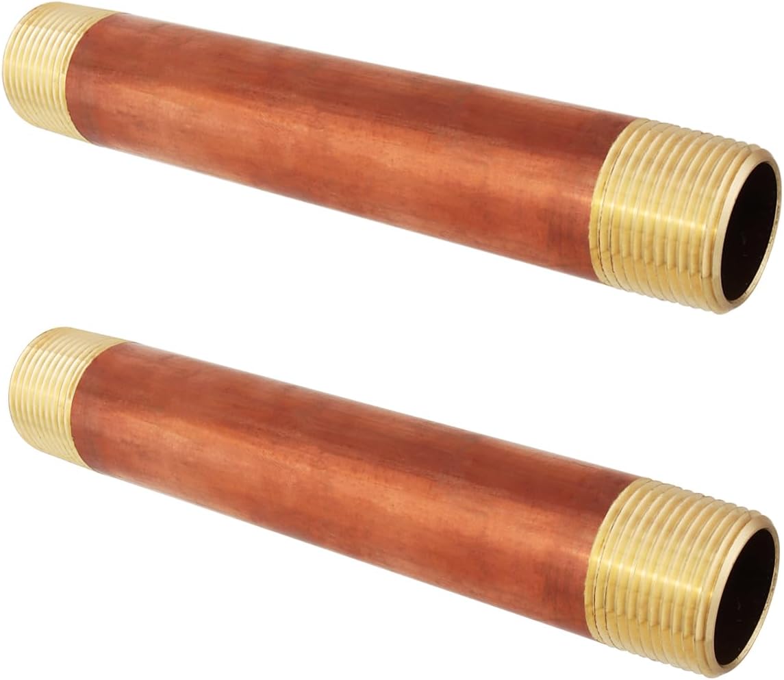 LTWFITTING Red Brass Pipe Fitting, Nipple, 3/4" NPT Male X 8" Length ...