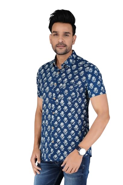 Jaipuri CollectionCotton Printed Short Sleeve Shirts for Men Comfort ...