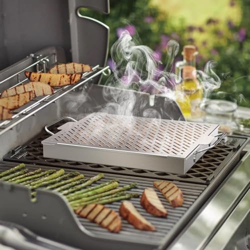 Onlyfire Stainless Steel Wood Chip Smoker Box, Rectangle BBQ Smoker Box ...