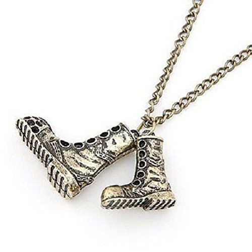GirlZ! Golden Cowboy Boots Pendant Necklace with Chain for Women ...