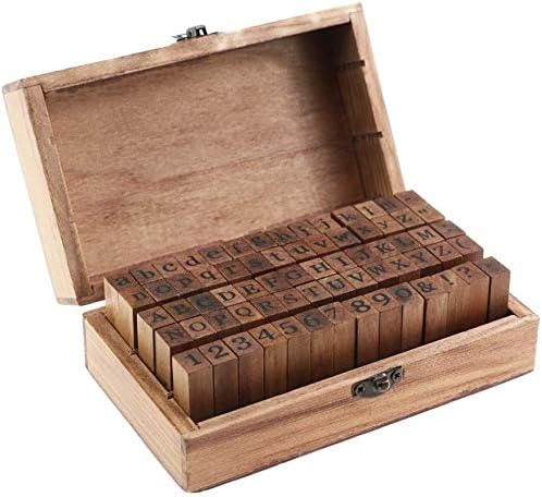 Log-Cabin 70 Pieces Rubber Wooden Alphabet Letters Numbers and Symbol ...