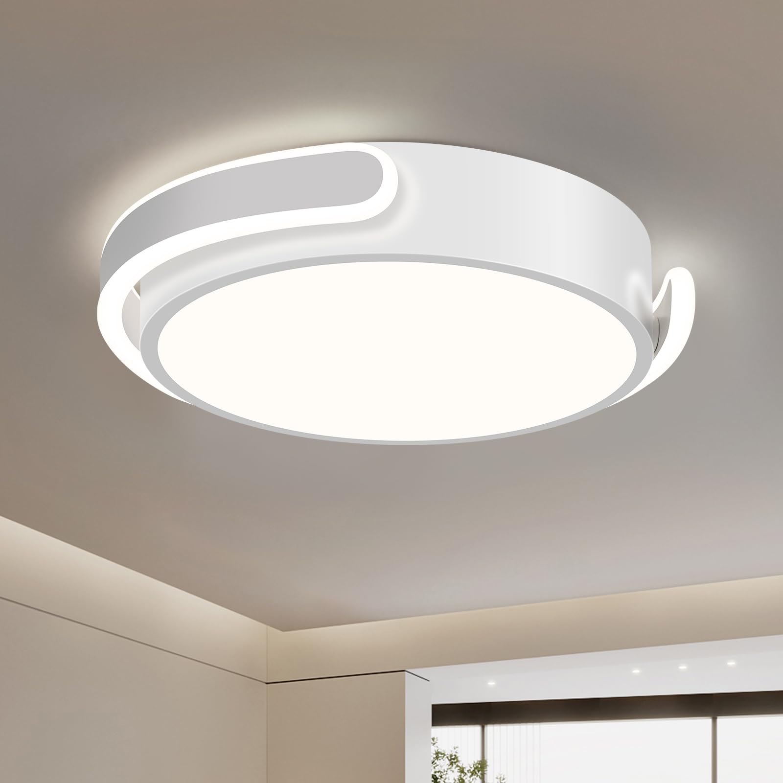 Modern LED Ceiling Light, White Flush Mount Ceiling Light, Minimalist ...