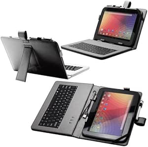 Amazon.com: 10 Inch Tablet Stand with USB Keyboard - Leather Carrying ...