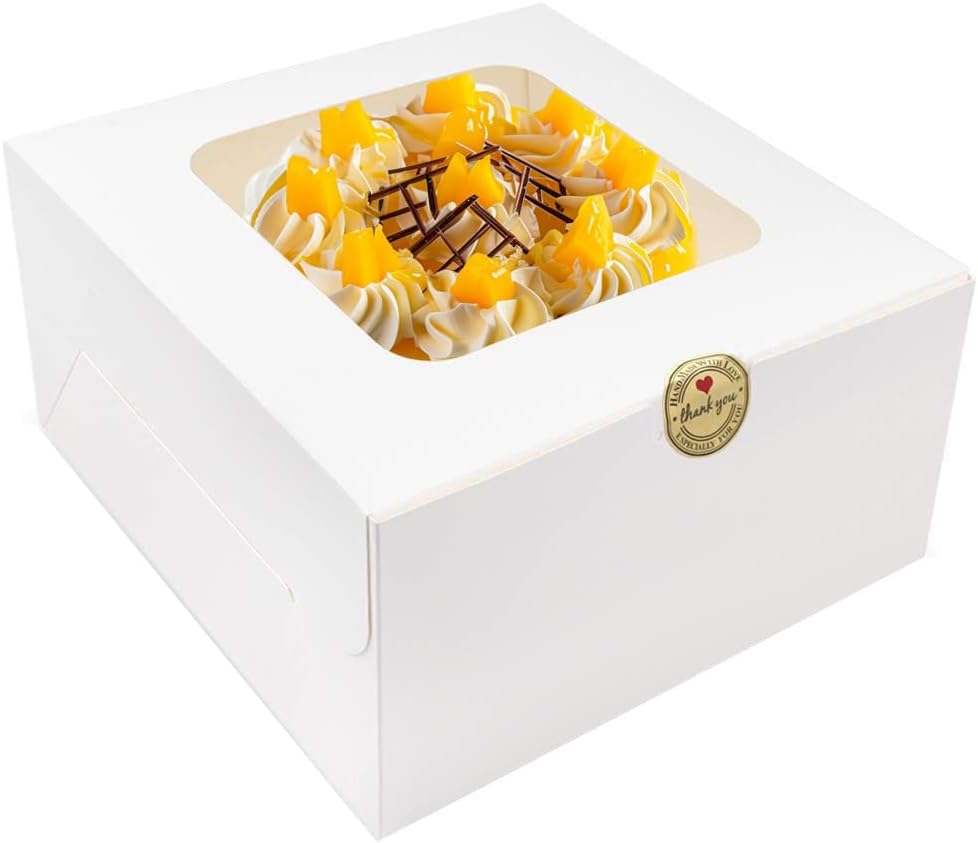 Amazon.com: Wei Long Cake Boxes with Window 24pcs 8x8x5 Inches White ...