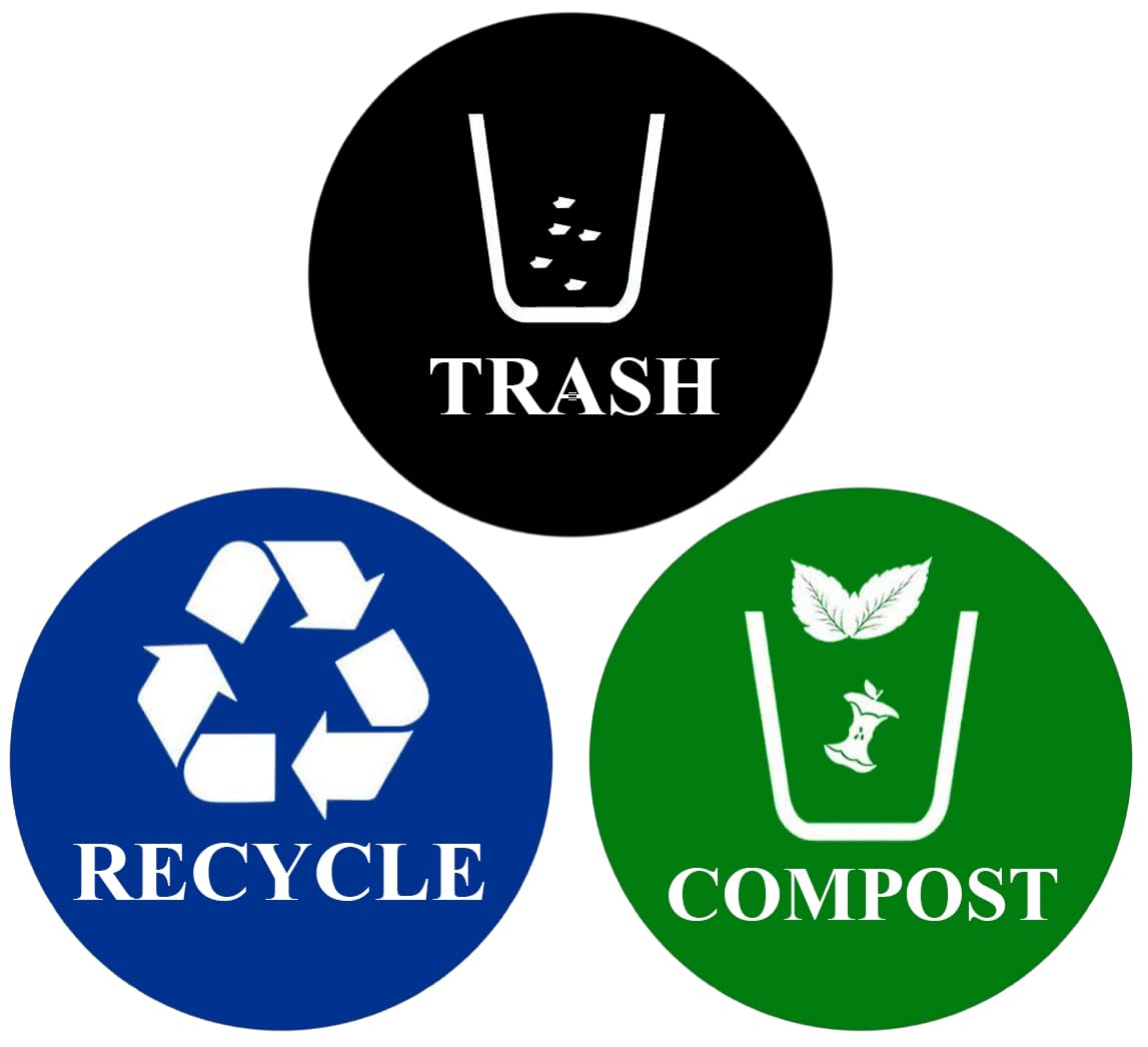 Amazon.com: AzQuest Recycle Sticker Trash Bin Label-Compost ...