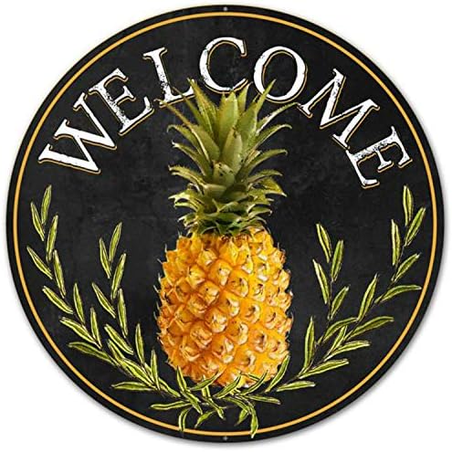 Amazon.com: Craig Bachman 12" Round Sign: Welcome Pineapple Wall Hanger ...