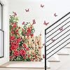 Amazon.com: Supzone Romantic Red Rose Wall Decals Rambling Rose Vine ...