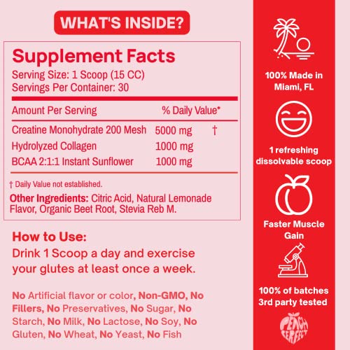 Peach Perfect Creatine for Women Booty Gain, Muscle Builder, Energy ...