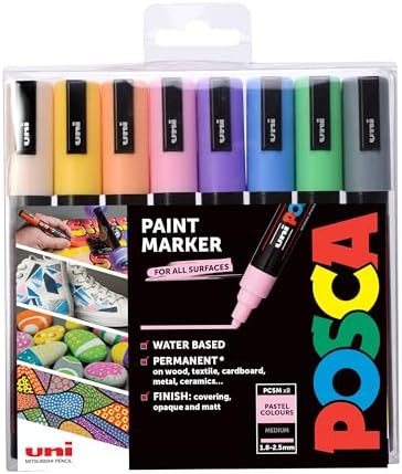 Posca Pens PC-5M Felt Tip Acrylic Paint Colouring Set. Opaque Coloured ...