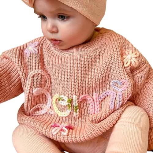 Amazon.com: Personalized Baby Name Sweater Hand-Embroidered Jumper for ...