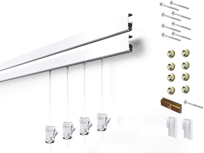 STAS Cliprail Pro Picture Hanging System Set White - Covers 19.69 ft of ...