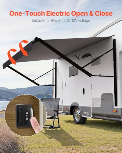 VEVOR Motorized RV Awning Complete Kit, 16' Retractable Awning with ...