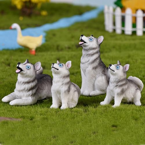 Amazon.com : Pinenjoy 8Pcs Miniature Husky Figurines Realistic Mini Dog ...