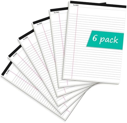 Amazon.com : SUNEE Legal Pads Writing Pads, 6-Pack 8.5"x11.75" White ...