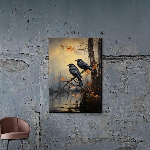 Amazon.com: Antique Crow Print, Dark Academia, Raven Wildlife Painting ...